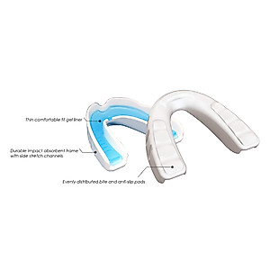 COOLLO SPORTS Boil and Bite Mouth Guard DC Custom Fit Sport Mouthpiece for karate, martial arts, wrestling, Boxing, MMA (Free Case Included!) -Adult size (Adult -Ages 11 & above, Trans. & White)