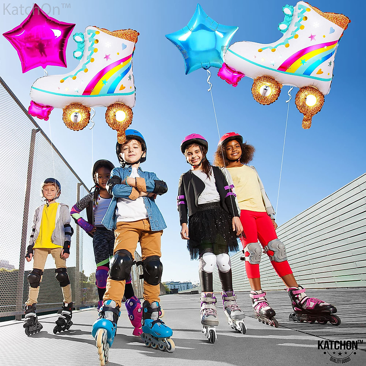 KatchOn, Roller Skate Balloons Set - 20 Inch, Pack of 4 | Roller Skate Party Favors for 80s Party Decorations | Roller Skate Party Decorations | Skate Balloons for Party, Roller Skating Party Supplies