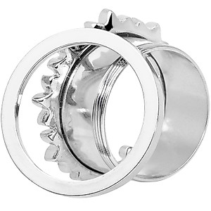 Body Candy 2Pc Womens 316L Steel White Leaves 5/8" Double Flare Screw Fit Tunnel Plug Ear Plug Gauges Set