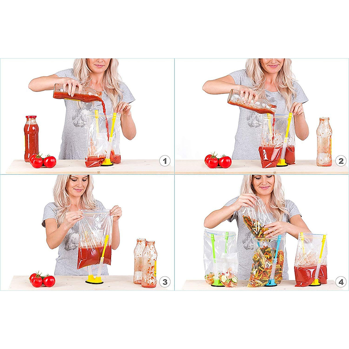 Baggy Rack For Ziploc Bag Holder Stand, Food Prep Bag/plastic Freezer Bag Holder, Meal Planning/prep Bag Holders,6 Pack/6 Color