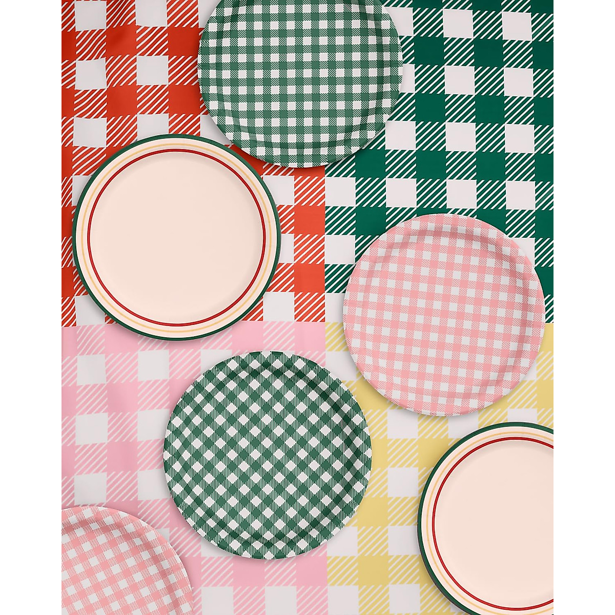 xo, Fetti Camp Gingham Paper Plates - 24 pk, 9" | Bachelorette Decorations, Camp Bride, Getting Lit + Getting Hitched, Gingham Birthday Party, Glamping Baby Shower Supplies, Cool Cake Plates
