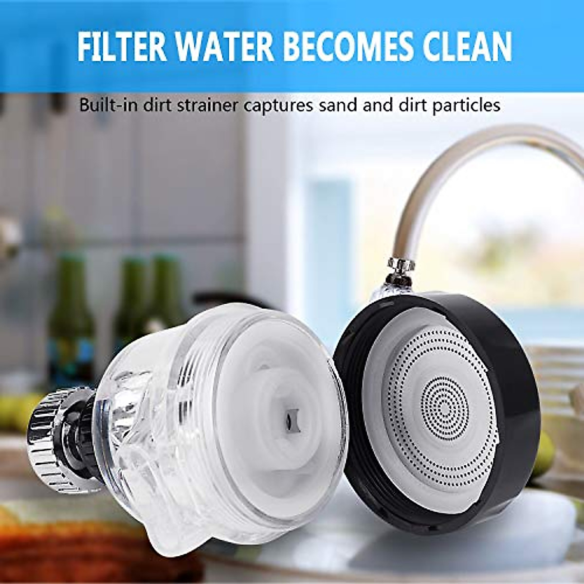 Faucet Head 360° Rotatable,3 Modes Position Adjustable Faucet Water Filter for The Kitchen,Booster Shower Water Saver Extender Splashproof Filter Vegetable Tap Device Bathroom