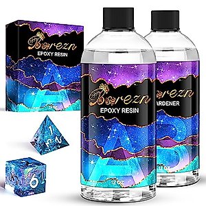 Bsrezn Clear Epoxy Resin 24OZ, Crystal Clear Hard Casting Resin and Hardener Apoxy Resina Epoxica Transparente 2 Part Resin Art Supplies for Jewelry Making Molds Crafts -Anti Yellowing-Fewer Bubbles