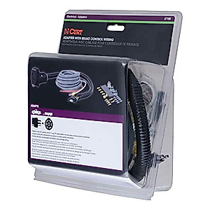 CURT 57186 4-Way Flat Vehicle-Side to 7-Way RV Blade Trailer Adapter with Brake Controller Wiring