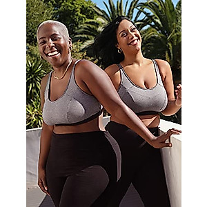 Curvy Couture Plus Size Women Support Bust, Perfect Workout, High Impact Sports Bra, Charcoal Melange, 4X-Large