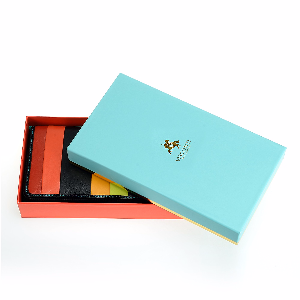 Visconti STR5 Women's Secure RFID Blocking Large Leather Bifold Zip-Around Clutch Wallet Purse - Black Multi