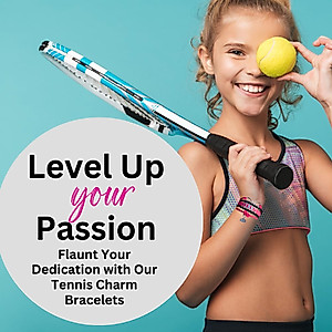 Infinity Collection Tennis Racket Charm Bracelet, Girls Pink Tennis Racquet Jewelry for Girls & Women, Tennis Gifts for Tennis Players, Tennis Charm Birthday Gifts