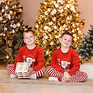 HYCLES Christmas Pajamas for Kids Girls Holiday Long Sleeve Sleepwear Santa Cotton Pajamas Sets for 2-12Y Boys/Toddler Pjs