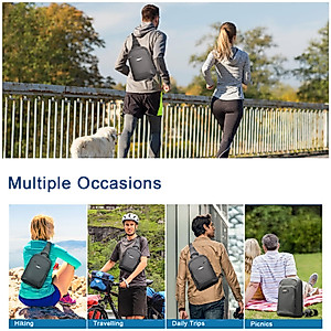 MELCOU Crossbody sling backpack for men waterproof shoulder sling bag for travelling hiking Multipurpose daypack chest bag for walking dog - black