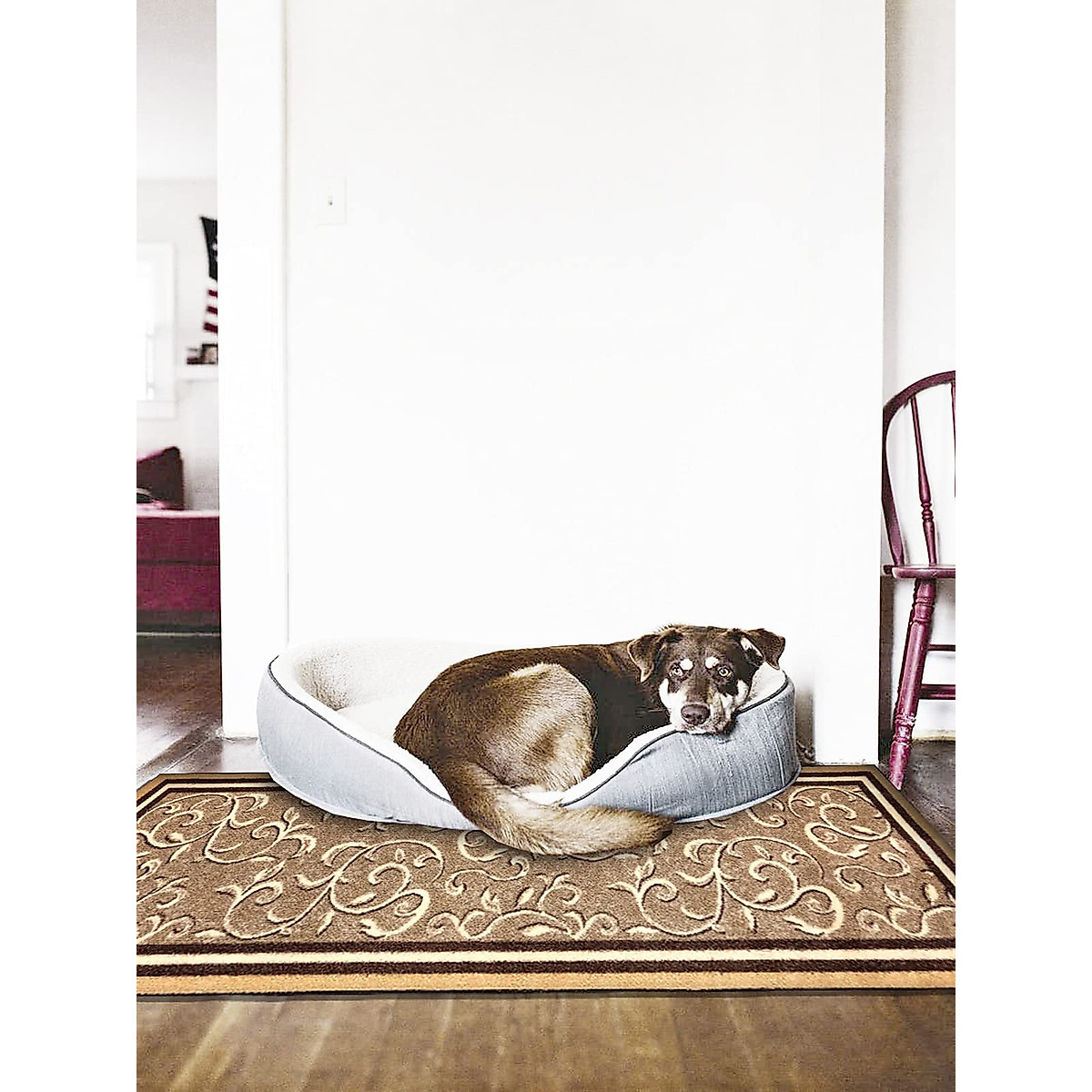 Kitchen Rug Non-Skid Runner Mat Non-Slip Rug for Kitchen Floor with Rubber Backing Floor Mat | Low Profile (20" x 59") (1999-Beige)