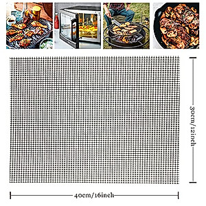 OSVINO Black Grill Mesh Mat 5 Pack Non-stick BBQ Grilling Sheet Liners 16"x12" Reusable Outdoor Barbecue Accessories Works on Gas Charcoal Electric Grill