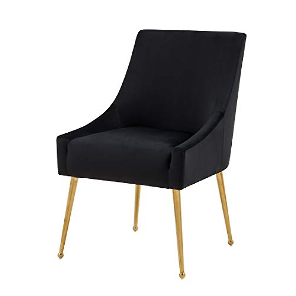 Limari Home Lombardo Collection Modern Style Velvet Upholstered Dining Chair with Back Handle (Set of 2), Black, Gold
