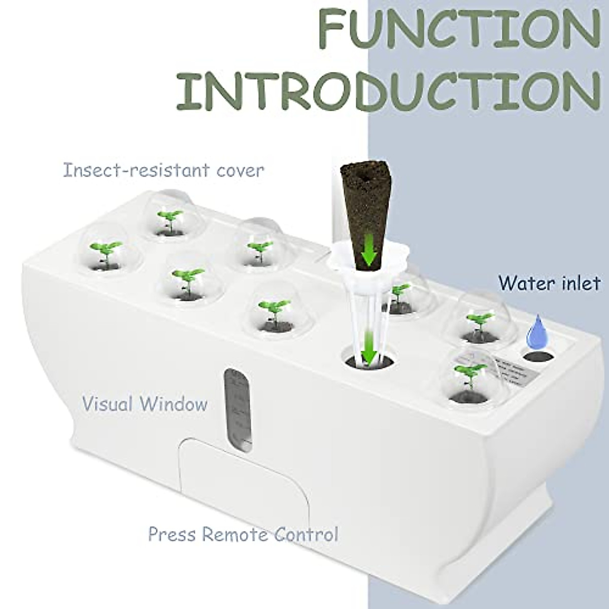 Hydroponics Growing System, 9 Pods Indoor Garden with Cyclically Timed 100 LED Grow Light and Water Pump, Garden Planter Kit for Herbs, Vegetables, Plants Flowers and Fruit (White)