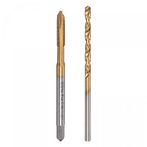 uxcell M3 x 0.5 Spiral Point Thread Tap and 2.5mm Twist Drill Bit Set, Metric Titanium Plated 6542 High Speed Steel Machine Screw Thread Tap Threading Tool