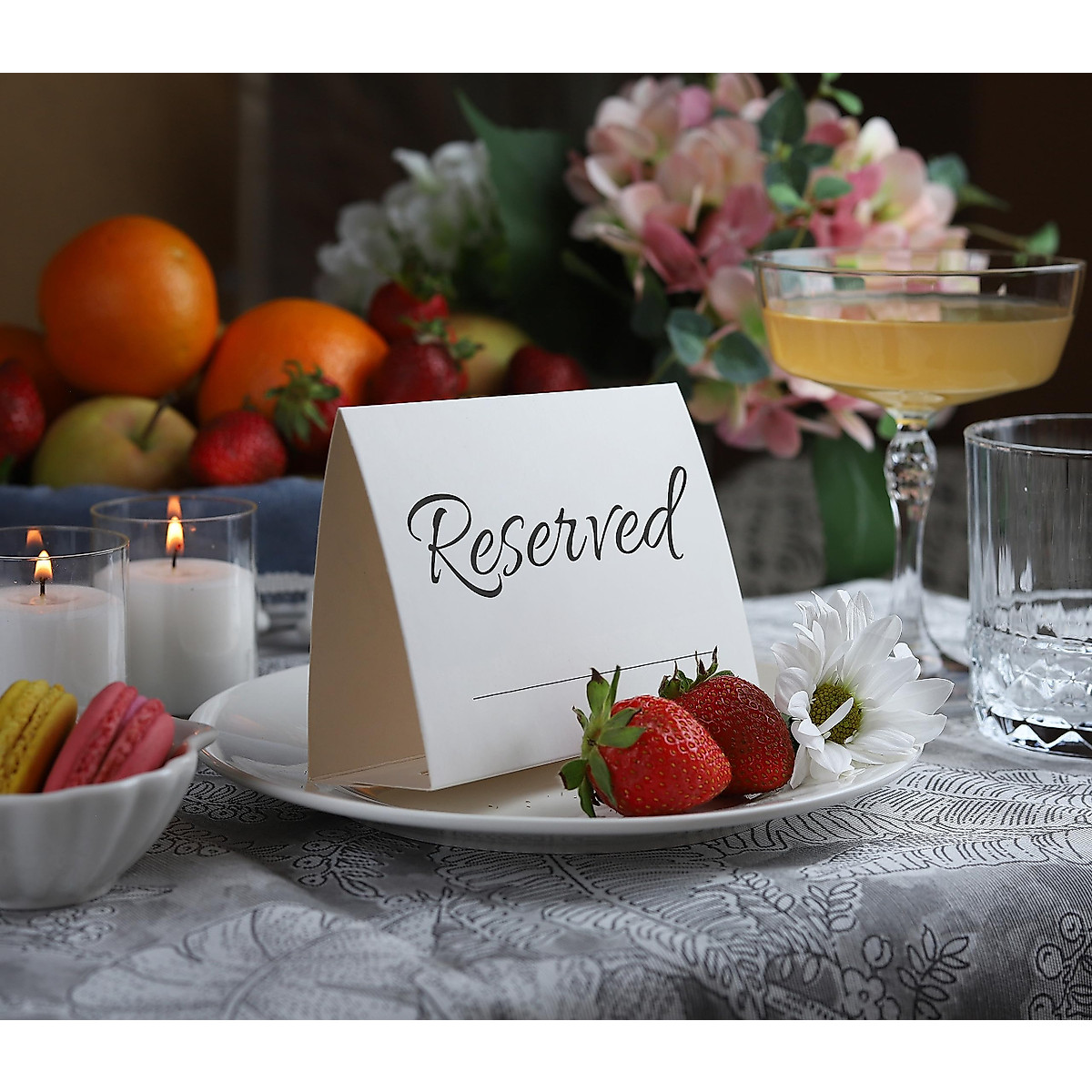 20 Pack Modern Reserved Table Sign With Name Line - Reserved Signs For Wedding - White Reserved Signs - Wedding Accessories - Tent Cards For Reserving Seats & Places - Place Cards for Party, Event