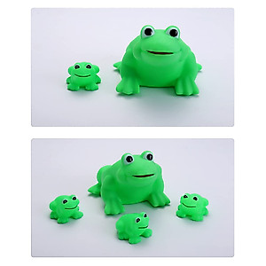 Baby Bath Toys 4Pcs Rubber Green Frog Family Squeak Float Bath Ducks Bath Tub Shower Toys for Toddlers Boys Girls