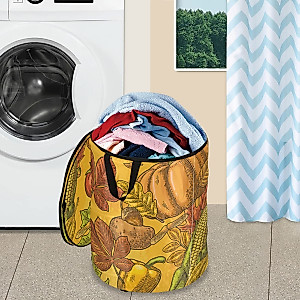 Autumn Pumpkin Pop Up Laundry Hamper Collapsible with Lid Dirty Clothes Hamper Laundry Basket Storage Hamper Organizer for Kids Room, Closet, bathroom, Bedroom