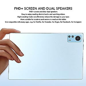 Haofy Tablet PC, Blue 10.1 Inch Tablet Rear 16 MP 4G Network Octa Core Processor 8GB RAM 256 ROM 5.0 for Business and Entertainment (US Plug)