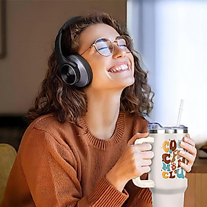 qoepfnsh 40 oz Cat Mama Tumbler with Handle and Straw, Stainless Steel Insulated Cat Travel Coffee Mug Cup Water Bottle, Cat Mama Themed Gifts Stuff for Women, Cat Lover Gifts for Women Girls