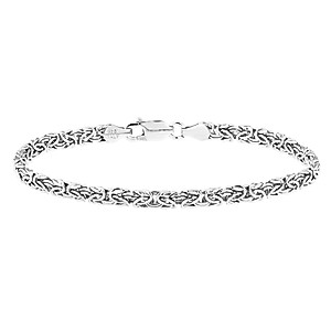 Miabella Italian 925 Sterling Silver or 18K Gold Over Silver 4mm Byzantine Link Chain Anklet Ankle Bracelet for Women, Made in Italy (sterling silver, Length 10 Inches)