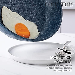 Country Kitchen Nonstick Induction Cookware Sets - 11 Piece Nonstick Cast Aluminum Pots and Pans with BAKELITE Handles - Induction Pots and Pans with Glass Lids (Navy)