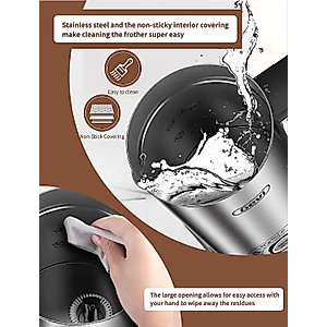 Gevi Milk Frother, 4 in 1 Stainless Steel Electric 10.1 oz/2.5 oz Automatic Cold and Hot Milk Foam Maker & Milk, Chocolate Warmer for Macchiato, Cappuccino, Hot Chocolates, Latte, 500W, 120V, Silver