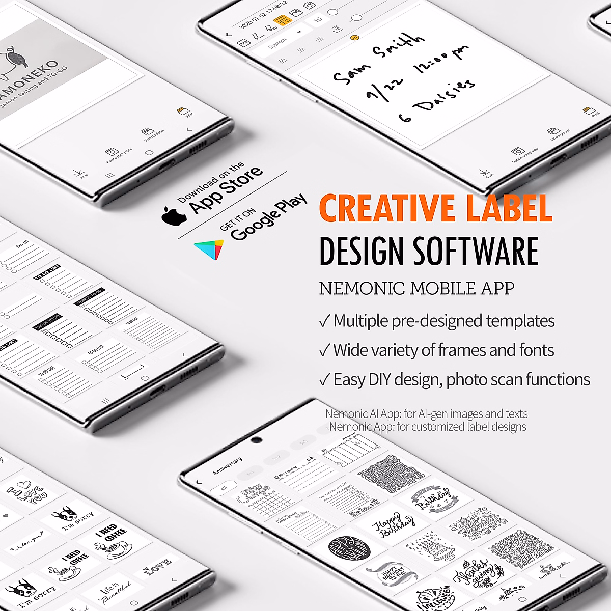 MANGOSLAB nemonic Label - Label Printer & Sticky Notes Printer | Thermal Label Printer | Label Maker | Sticker Printer | Bluetooth Label Printer | iOS & Android & MS Office