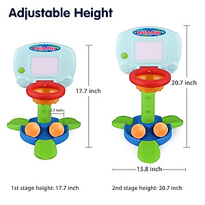 LotFancy Basketball Hoop for Kids Toddlers 9m-3y, Infant 2 in 1 Adjustable Sports Toy Set, Baby Interactive Learning Toy, with Light and Music, Indoor Basketball Game, Battery Include