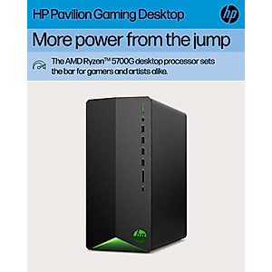 HP Pavilion Gaming Desktop, AMD Ryzen 7 5700G Processor, NVIDIA GeForce RTX 2060 graphic, 16 GB RAM, 1 TB SSD, Windows 11 Pro (TG01-2460, shadow black)