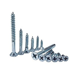 T.K.Excellent Wood Screw Phillips Flat Head #4#6#8#10#12 Screws Assortment Kit,1050 Pcs