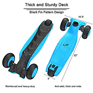 Allek Kick Scooter B03, Lean 'N Glide 3-Wheeled Push Scooter with Extra Wide PU Light-Up Wheels, Any Height Adjustable Handlebar and Strong Thick Deck for Children from 3-12yrs (Aqua Blue)