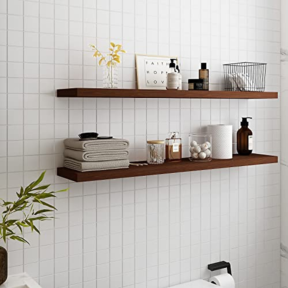 WELLAND Allen 8" Deep Floating Shelves Set of 2 Reclaimed Wood Wall Shelf Rustic Wall Mount Shelf ( Set of 2, 36 inch)