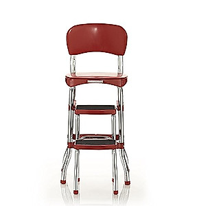 Cosco Retro Counter Chair/Step Stool, Sliding, Red