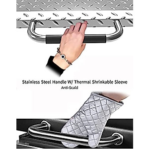 28-Inch Flat Top Griddle/Grill Hard Cover for Blackstone, Blackstone 28" Griddle Accessory, Diamond Plate Stainless Steel, Heat Protection Handle