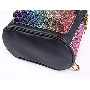 SEALINF Women Girl Bling Mini Backpack Convertible Shoulder Cross Bags Purse (black-2)