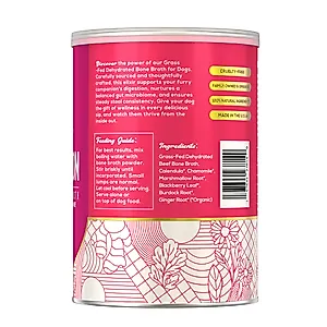 Fido's Digestion Bone Broth for Dogs - Grass-Fed Beef Bone Broth Powder & Organic Herbs - Supports Digestion & Gut Health - Dog Food Topper for Dry Food - 60 Scoops