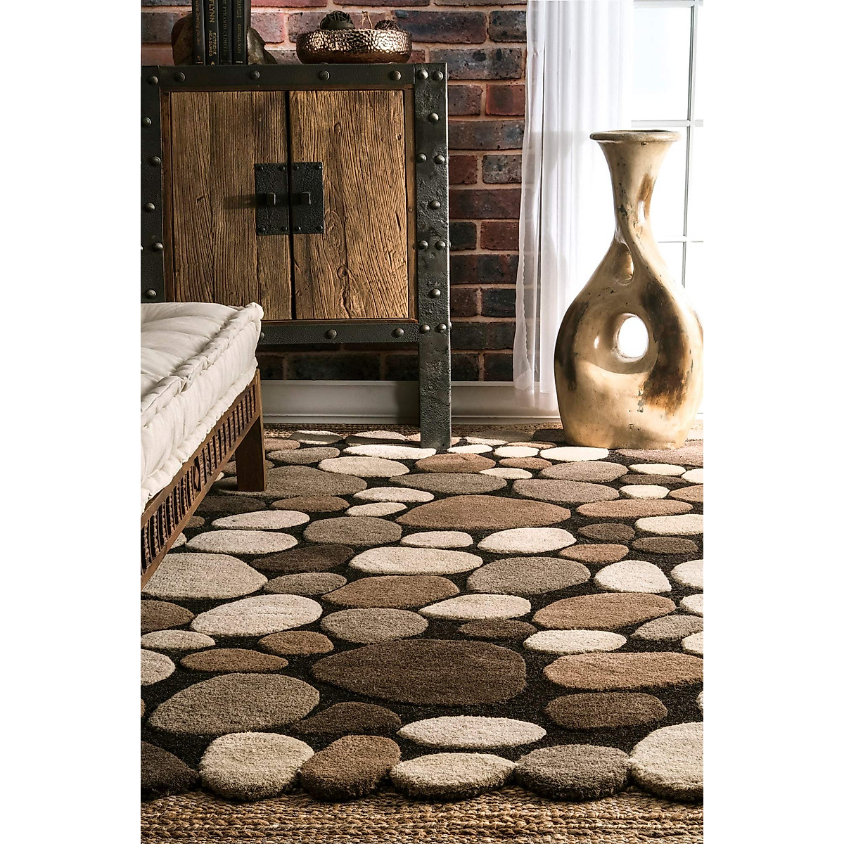 nuLOOM Hand Tufted Pebbles Area Rug, 5' x 8', Natural