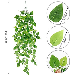 HATOKU 4pcs Fake Hanging Plants 3.6FT Artificial Ivy Vine Leaves for Patio Home Bedroom Wedding Indoor Outdoor Wall Decor