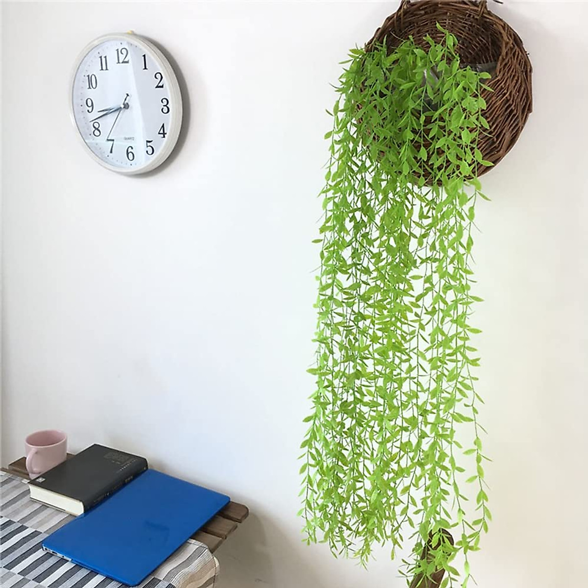 Zpollo 6Pcs Artificial Vines Fake Greenery Garland Willow Leaves with Total 60 Stems Hanging for Wedding Garden Party Wall Home Decoration