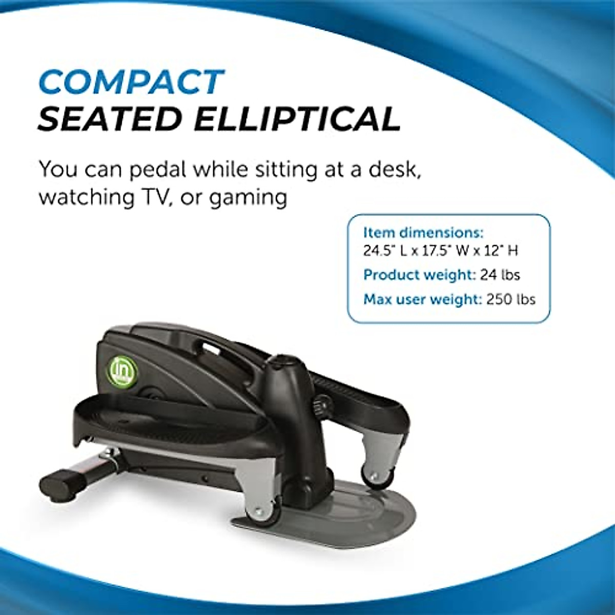 Stamina InMotion Compact Strider Elliptical Foot Pedal Exerciser with Smart Workout App for Home - Up to 250 lbs Weight Capacity