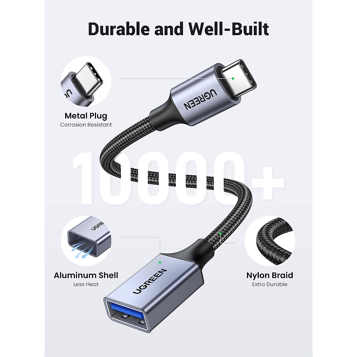 UGREEN USB C to USB 3.1 Gen 1 Adapter Type C OTG Cable USB C Male to USB Female Adapter USB A to USB C Charger Cable Compatible with MacBook Pro MacBook Air/Mini iPad Pro iPhone 13 Pro Samsung Galaxy