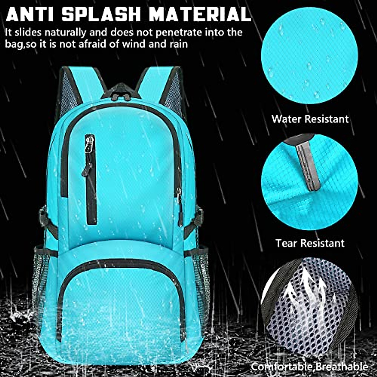 26L Hiking Backpack, Ultralight Lightweight Packable Foldable Camping Water Resistant Sports Backpack Daypack Camping Gear Travel Must Haves for Camping Outdoor for Women Men Hiking Gifts (Blue)