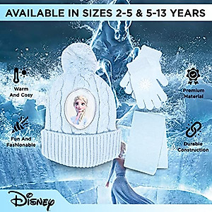 Disney Frozen Kid’s Winter Hat, Snow Gloves, and Scarf for Girls, 3 Pc. Set, Plush Warm Outdoor Comfort Includes Gift Box