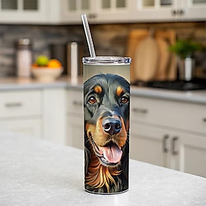Gordon Setter Dog Illustration Skinny Tumbler 20oz with Straw Insulated Water Bottle Gift
