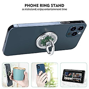 Diamond Phone Ring Holder - Cell Phone Stand 【Zinc Alloy】 Finger Ring Grip Loop, 360° Rotation Kickstand Compatible with iPhone Samsung Galaxy Smartphones and Phone Case Accessories