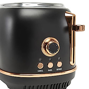 Haden Heritage Toaster, Wide Slot with Removable Crumb Tray and Settings (Black/Copper, 2 Slice)