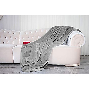 Wolfmark Oversized Sherpa Throw Blanket (60 inches x 72 inches, Grey) | Twin Size Reversible Comfort, Warm & Cozy, Perfectly Plush, Hypoallergenic, Anti-Pill, Micro Mink, Lambswool
