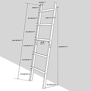 POXAKA Blanket Ladder, 5-Layer Towel Racks, Blanket Holder with Anti-Slip Construction Home Decor, Decorative Blanket, Quilt, Towel, Scarf Ladder Shelves for Living Room, Bedroom, Bathroom, White