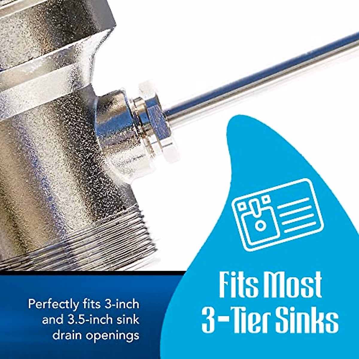 STEADYKLEEN - 3.5-inch Sink Drain Waste Drain Valve with Twist Handle, Fits Commercial Sink Style Drains, Controls Sink Drain Stopper, Must-Have Sink Repair Kit - Reducer not included