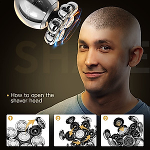 7D Head Shaver for Men, TURN RAISE 6 in 1 Waterproof with LCD Display Bald Head Shavers for Men, Wet Dry Electric Razor for Men, USB Rechargeable Electric Shavers for Men Bald Head